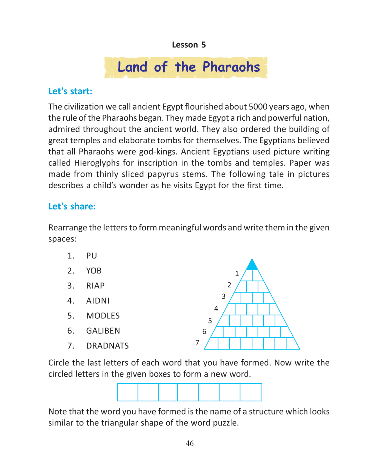 LAND OF THE PHARAOHS | CLASS 6 | LESSON 5