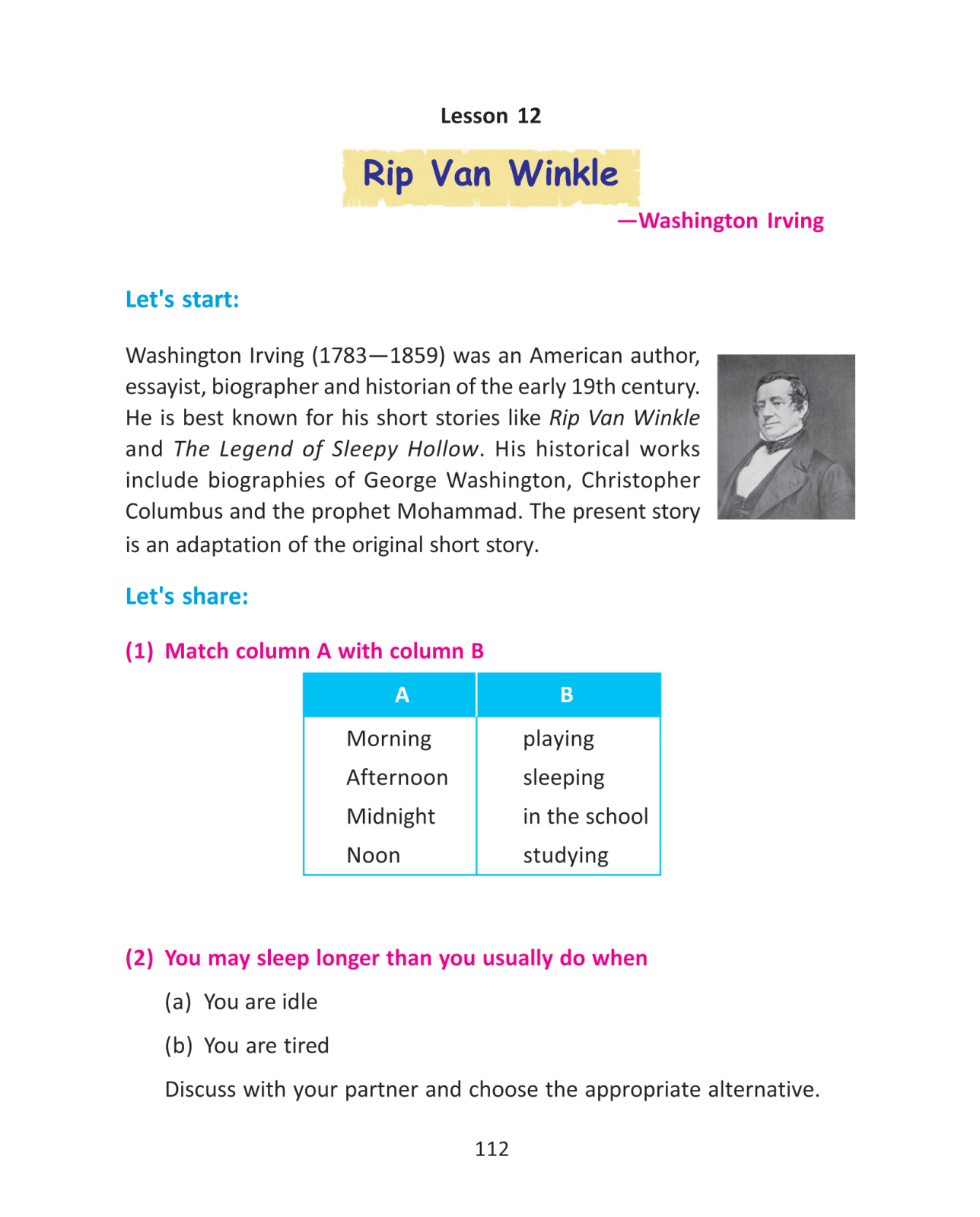 Rip Van Winkle | Activity Question Answer| Class 6|Lesson 12