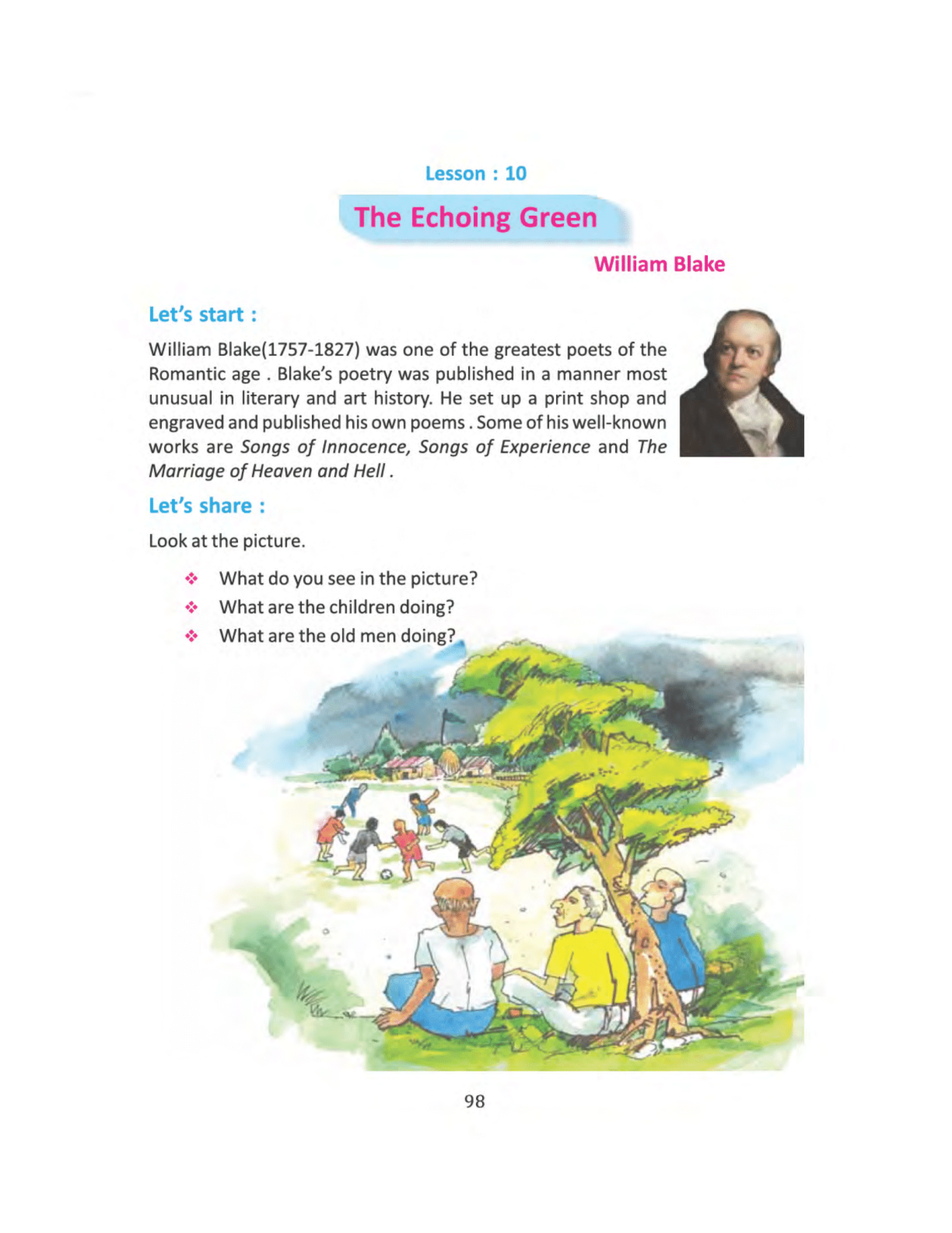 The Echoing Green Class 7 Activity Question Answer