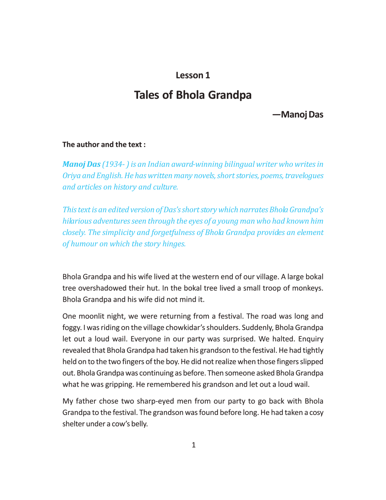 Tales of Bhola Grandpa Class 9 Question Answer Lesson 1