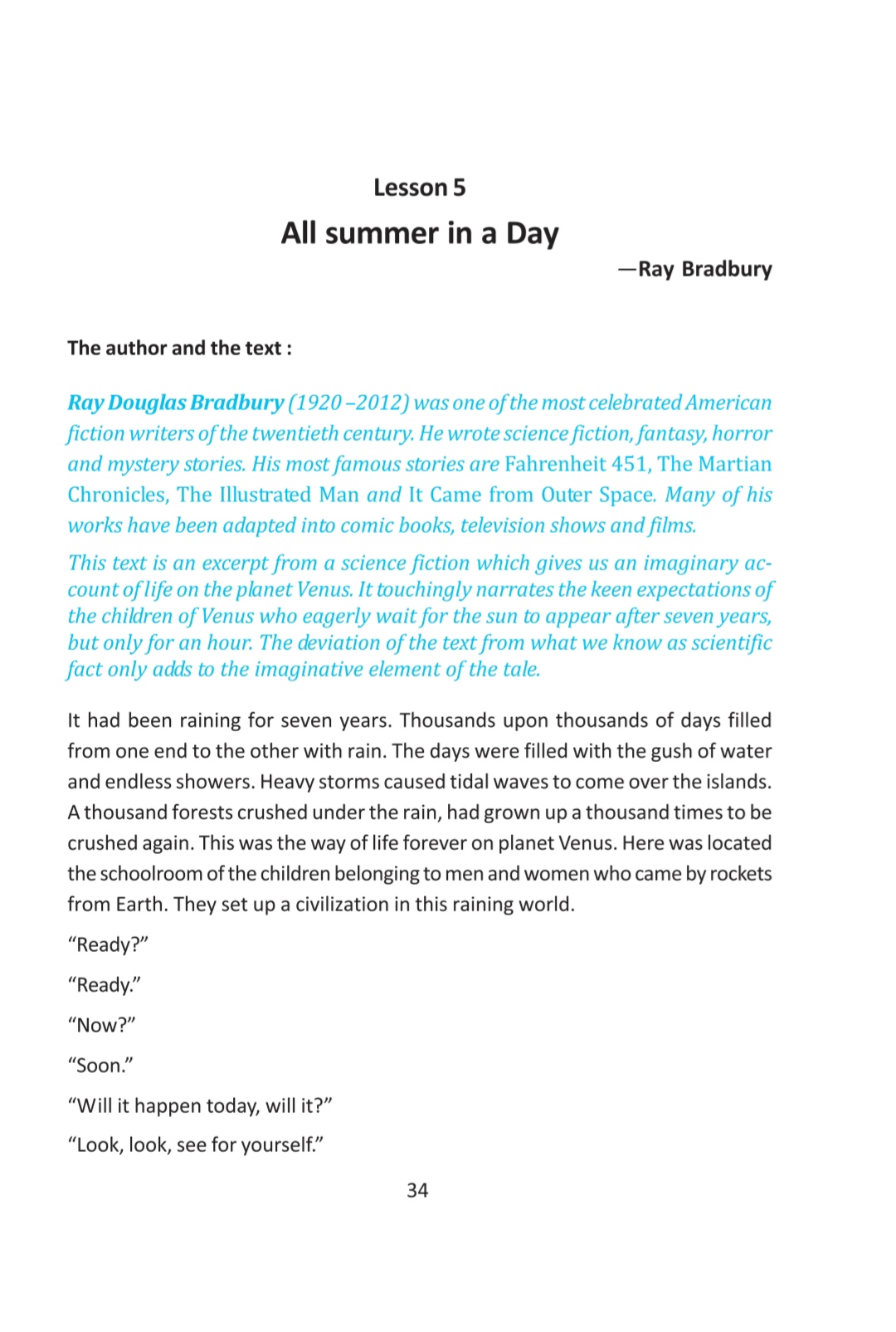 All summer in a Day | Questions and Answers | Class 9