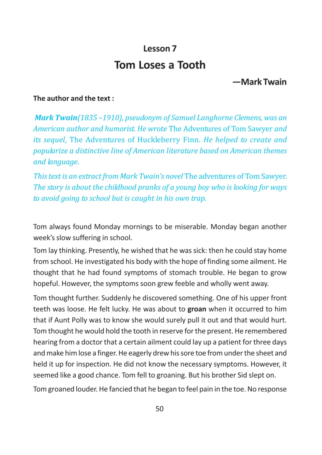 Tom Loses a Tooth । Mark Twain | Class 9 । Lesson 7